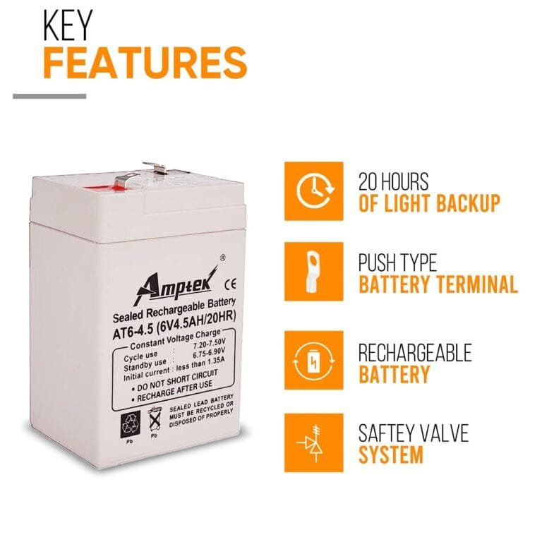 Amptek 6V 4.5AH Rechargeable Sealed Lead Acid Battery